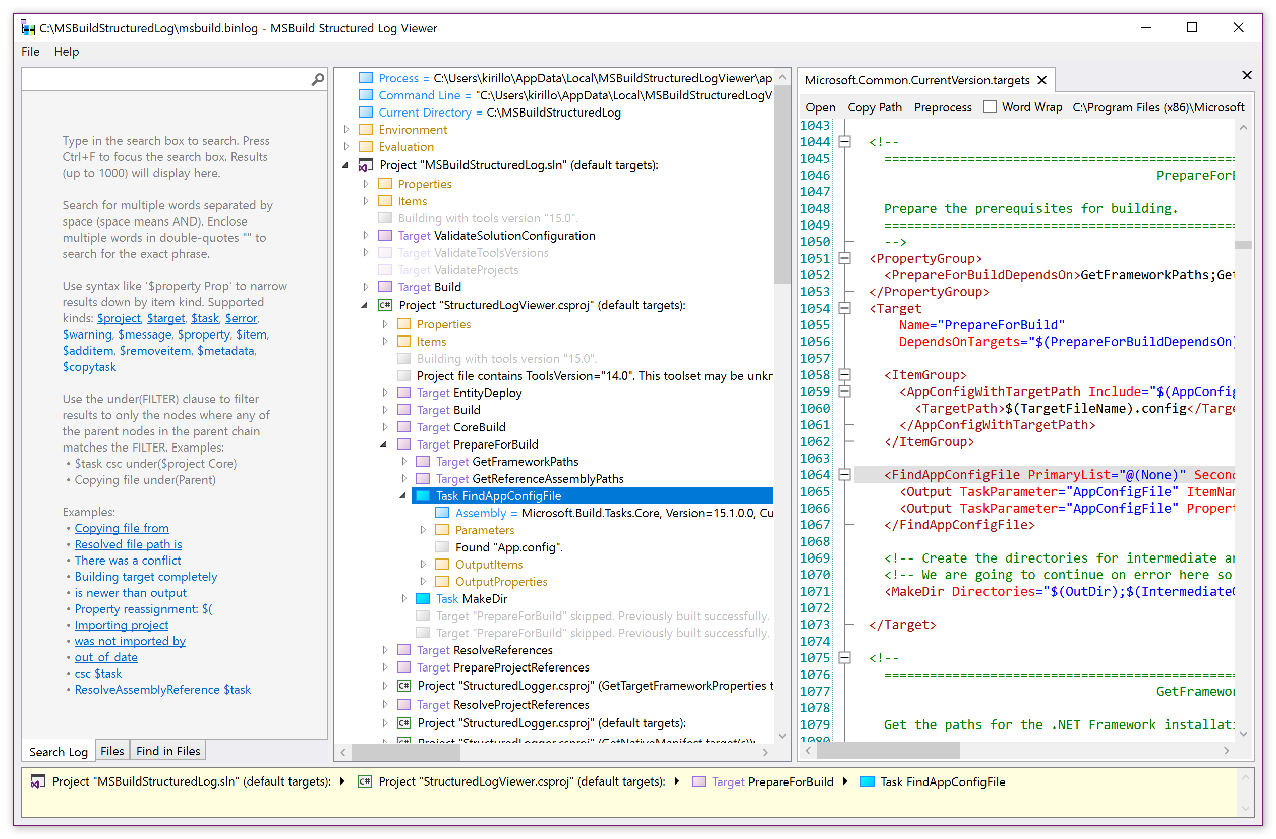 MSBuild Log Viewer
